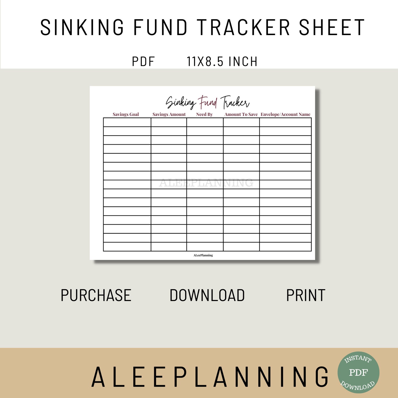 Sinking Funds Tracker Sheet Printable Savings Logsavings Goal ...