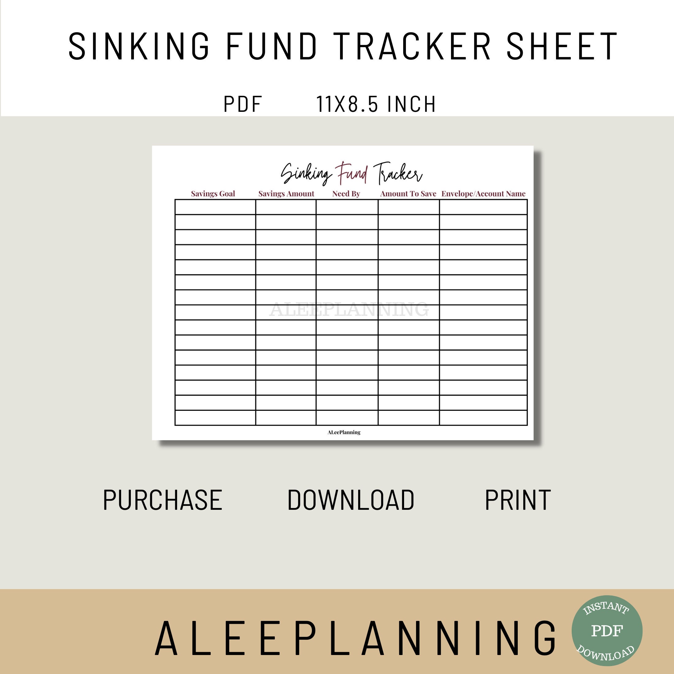 Sinking Funds Tracker Sheet Printable Savings Logsavings Goal ...