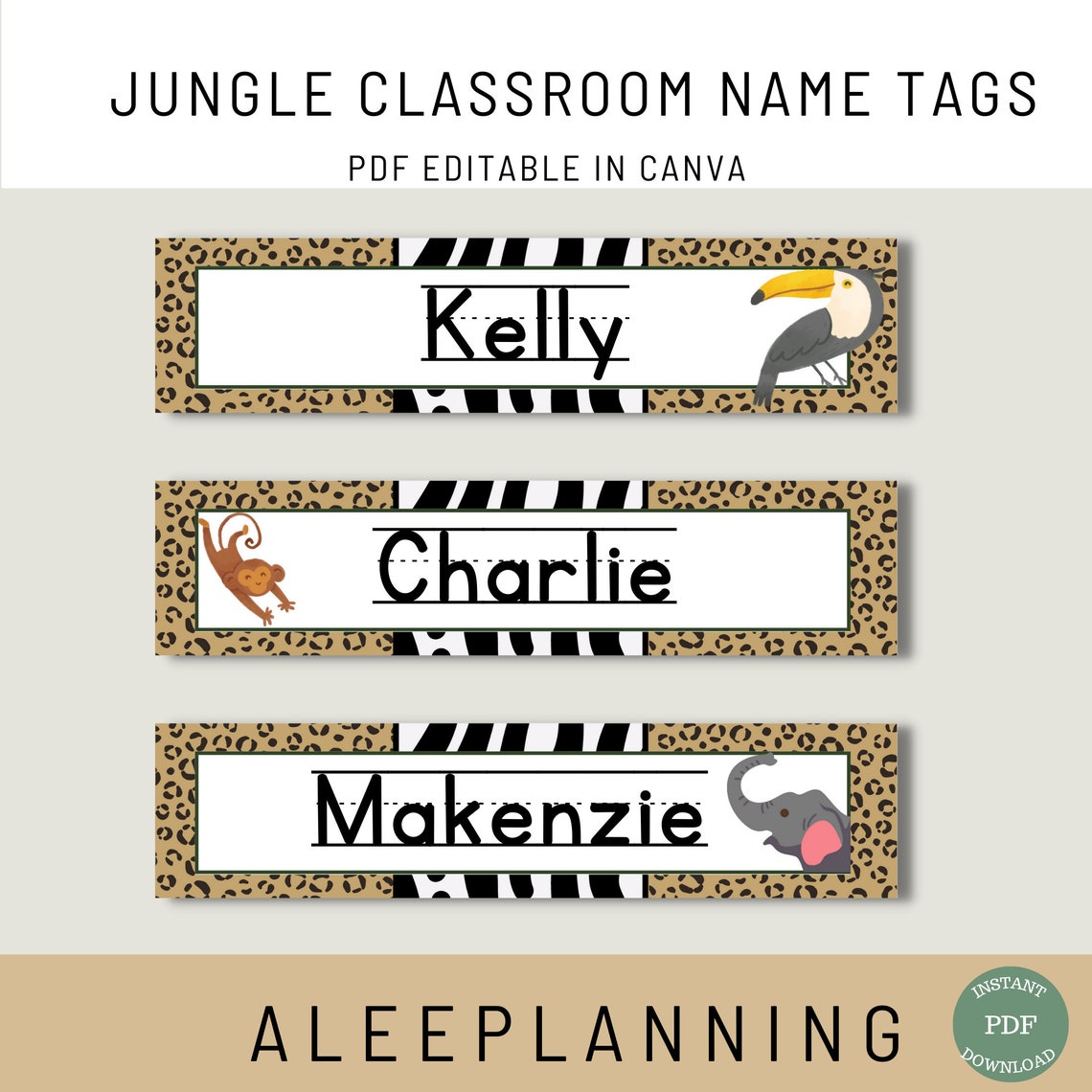 Student Desk Name Tag Jungle Classroom Safari Classroom - Etsy