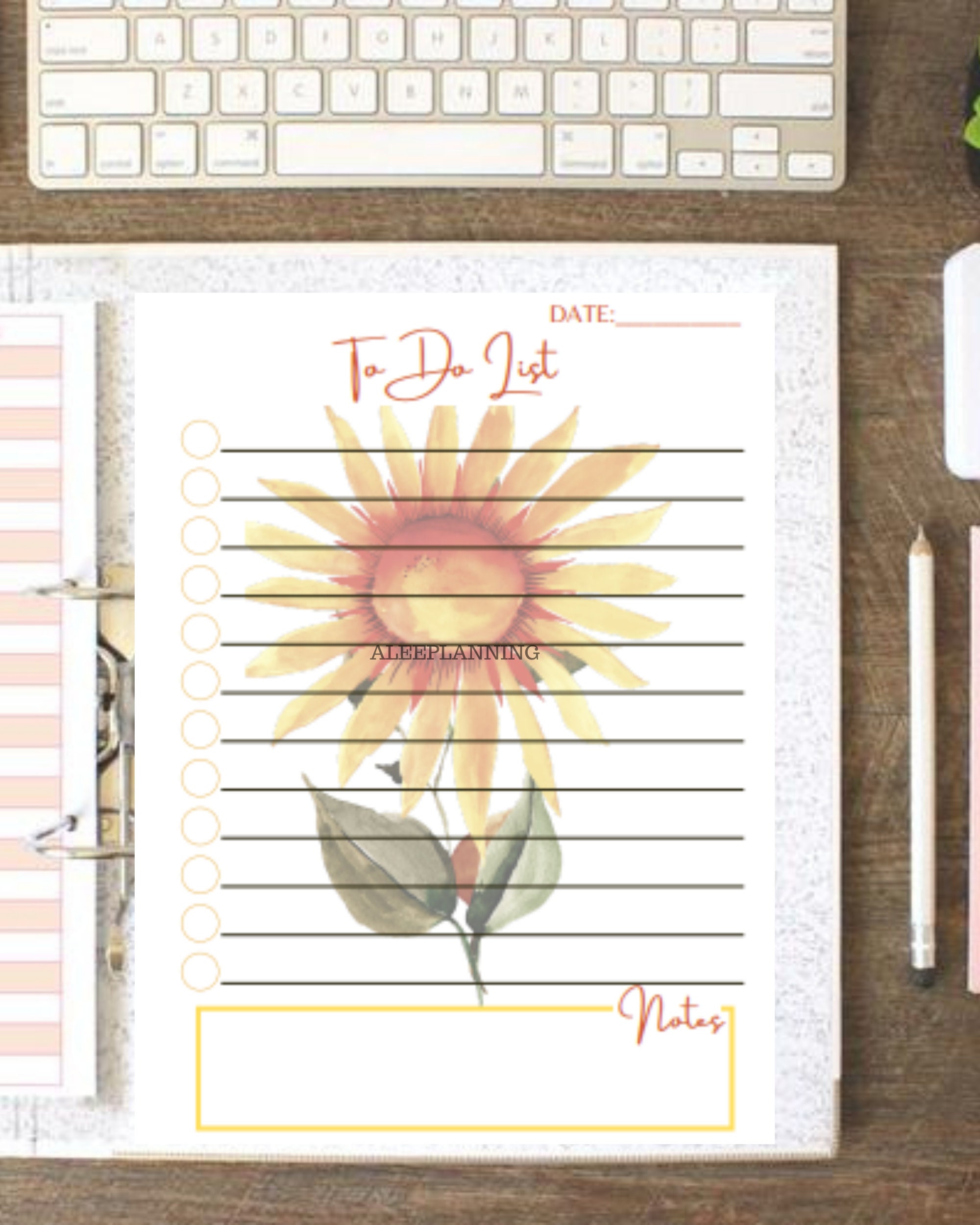 Sunflower to Do List Printable Sunflower Insert Task to Do List ...