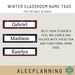 Desk Name Tag Winter Classroom Cubby Name Tags Student Name Tag Name ...