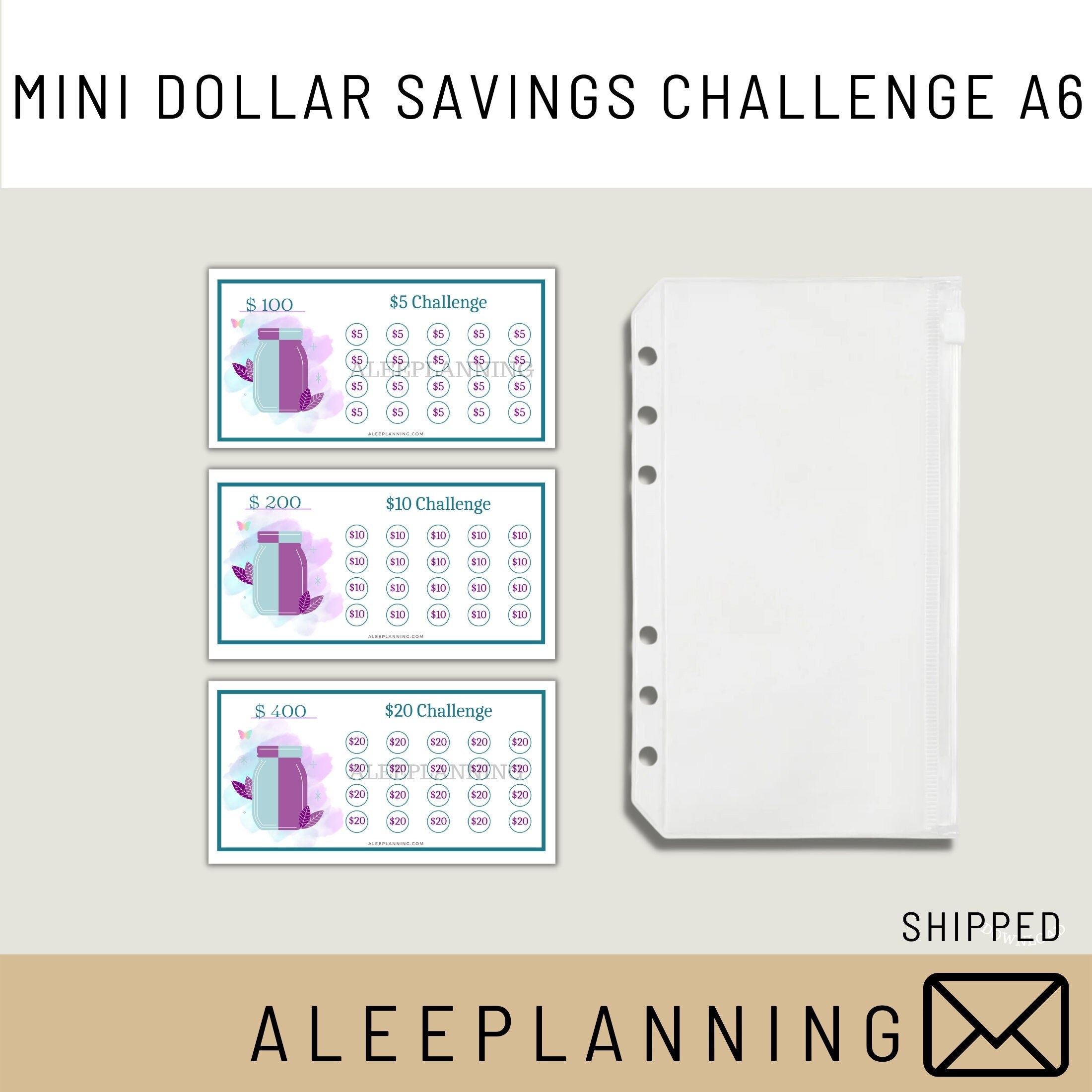 Mini Dollar Savings Challenge 5 Dollar Challenge 10 Dollar Challenge 20 Dollar Challenge Savings ...