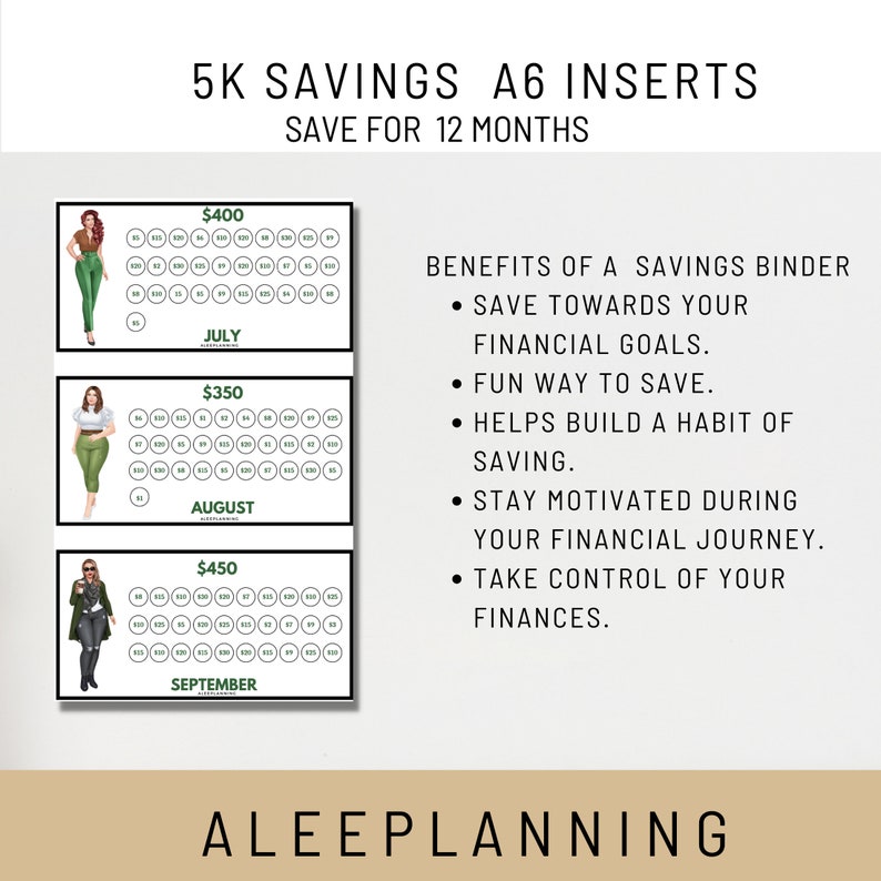 5K Cash Savings Challenge 5K Savings Tracker 12 Month - Etsy
