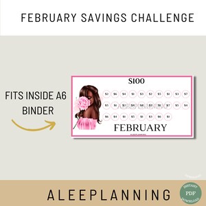 February Savings Challenge | Valentine Savings Tracker |A6 Savings ...