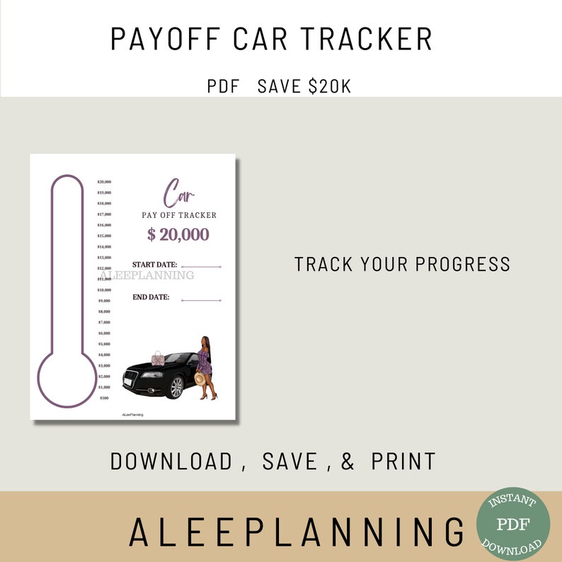Car Payment Tracker 20K Car Payoff Tracker Car Loan Pay - Etsy