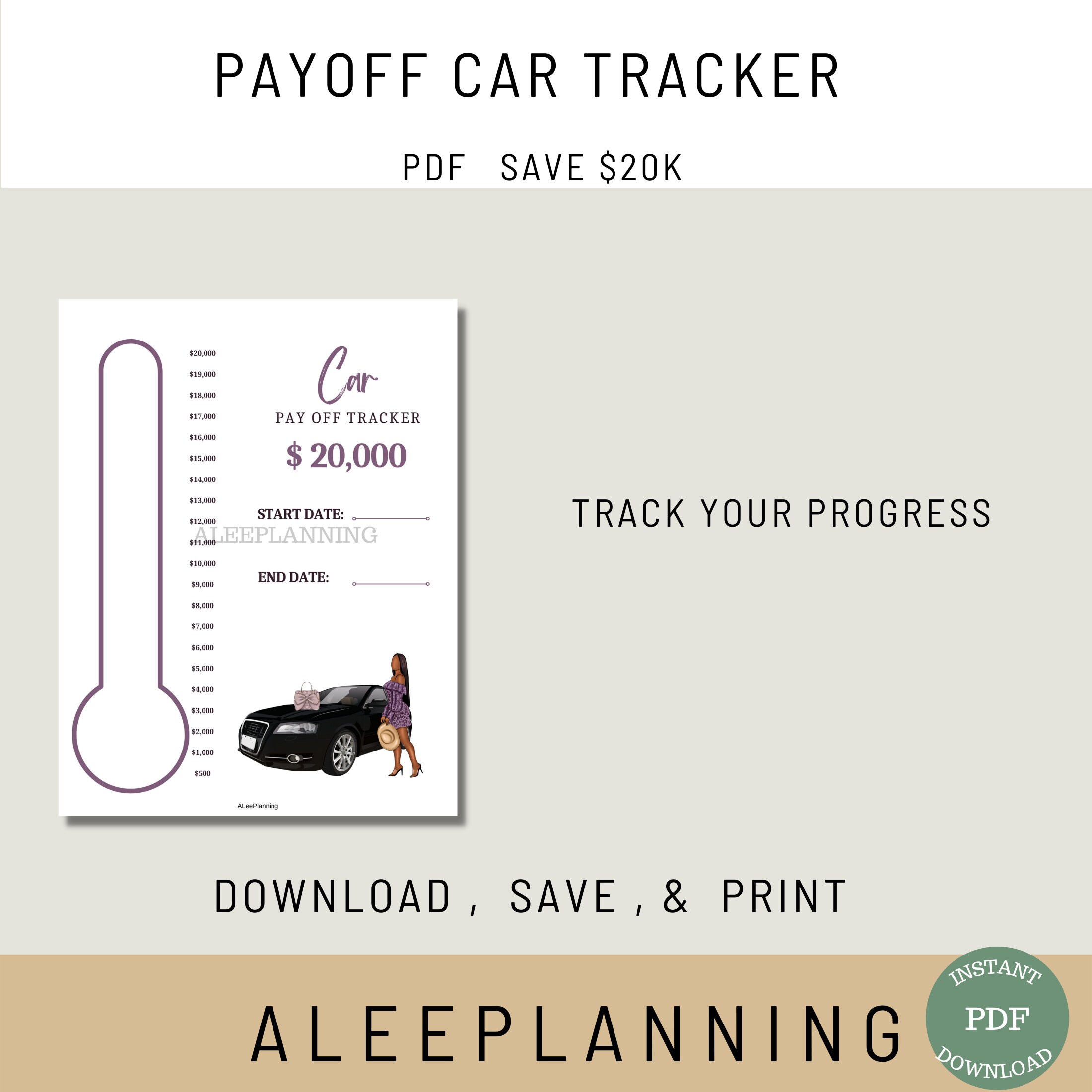 Car Payment Tracker 20K Car Payoff Tracker Car Loan Pay - Etsy