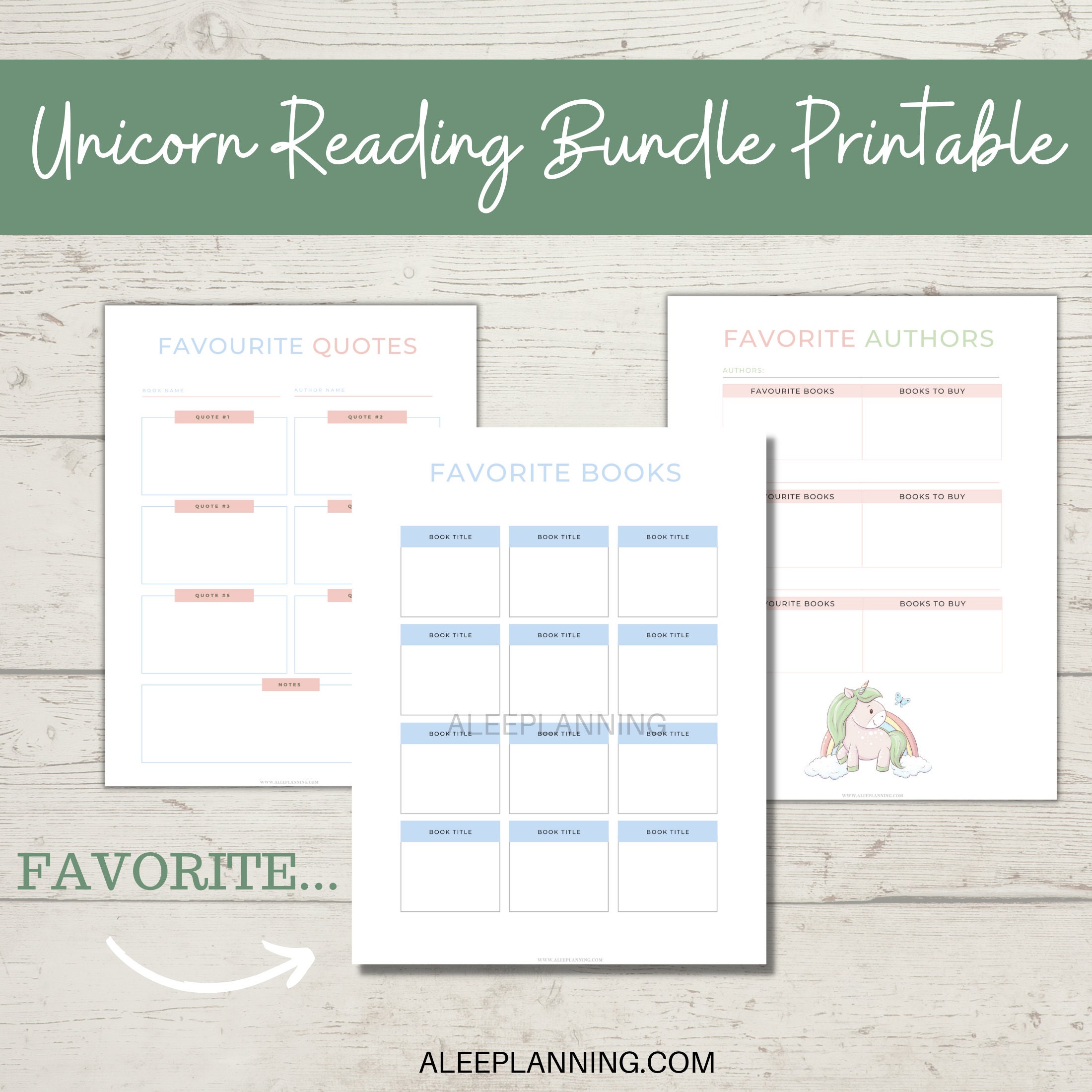 Unicorn Reading Log | Reading Planner Bundle | Reading Challenge ...