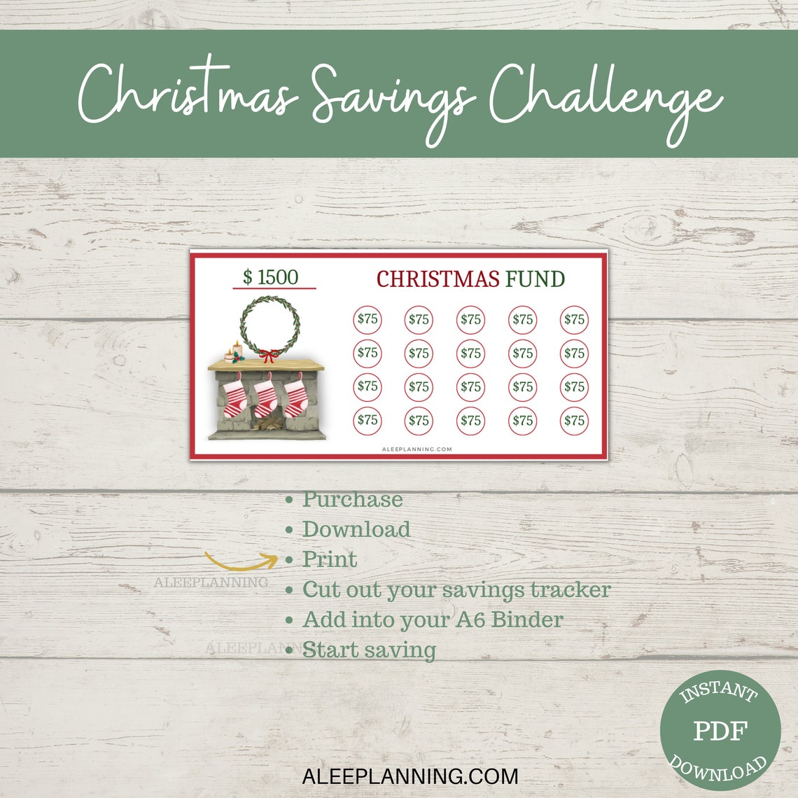 Christmas Savings Challenge Printable Christmas Savings Tracker Holiday ...