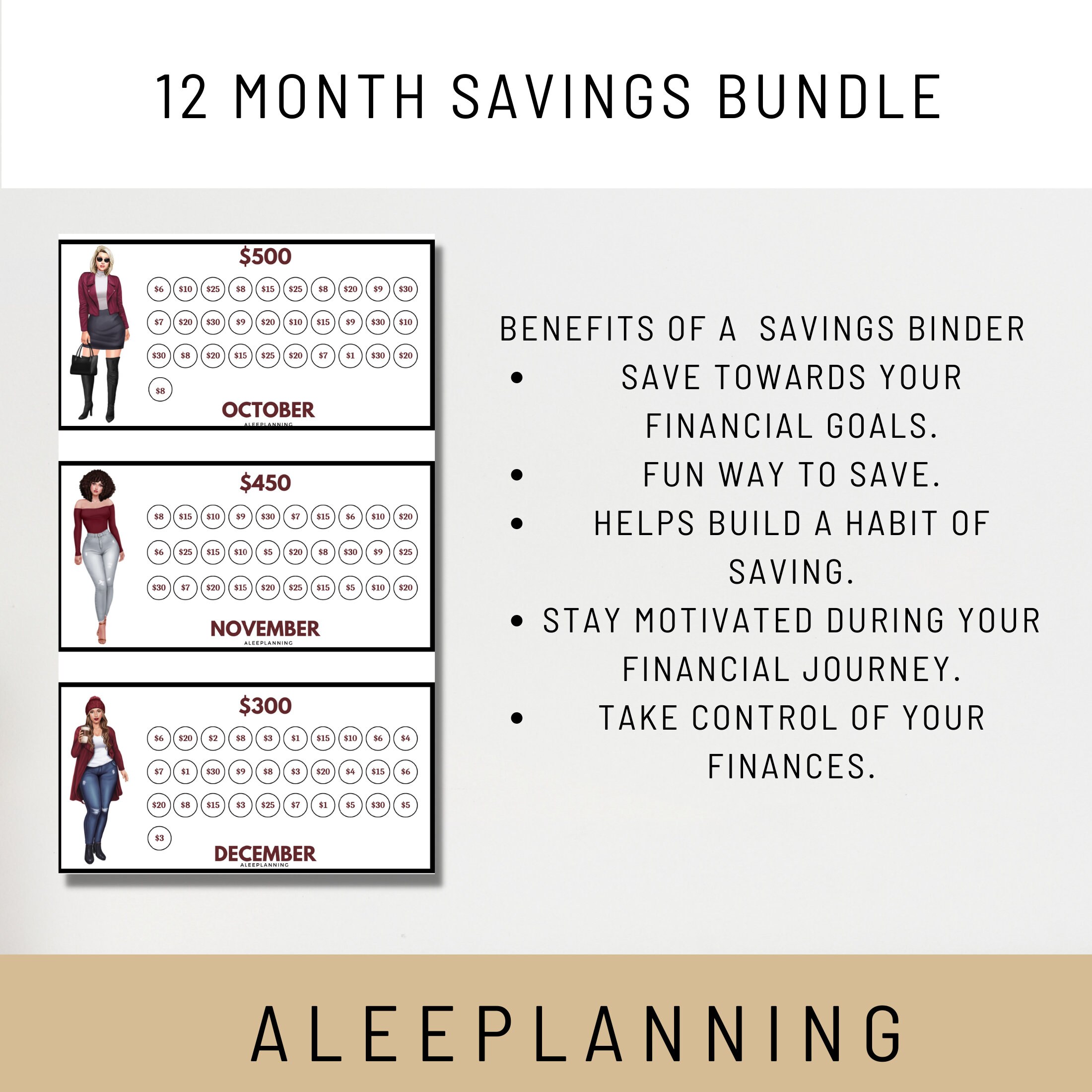 12 Months Savings Challenge Bundle12 Month Savings Tracker Printable ...