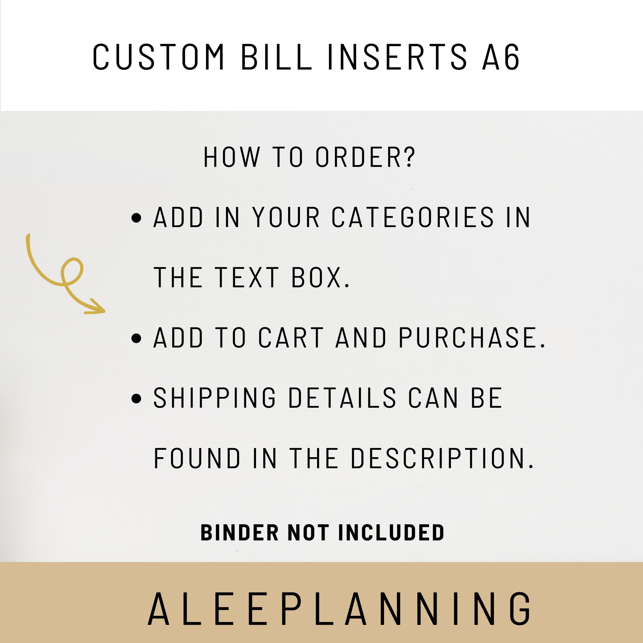 Custom Bill Inserts finance Category Insertsbill Category A6 cash ...
