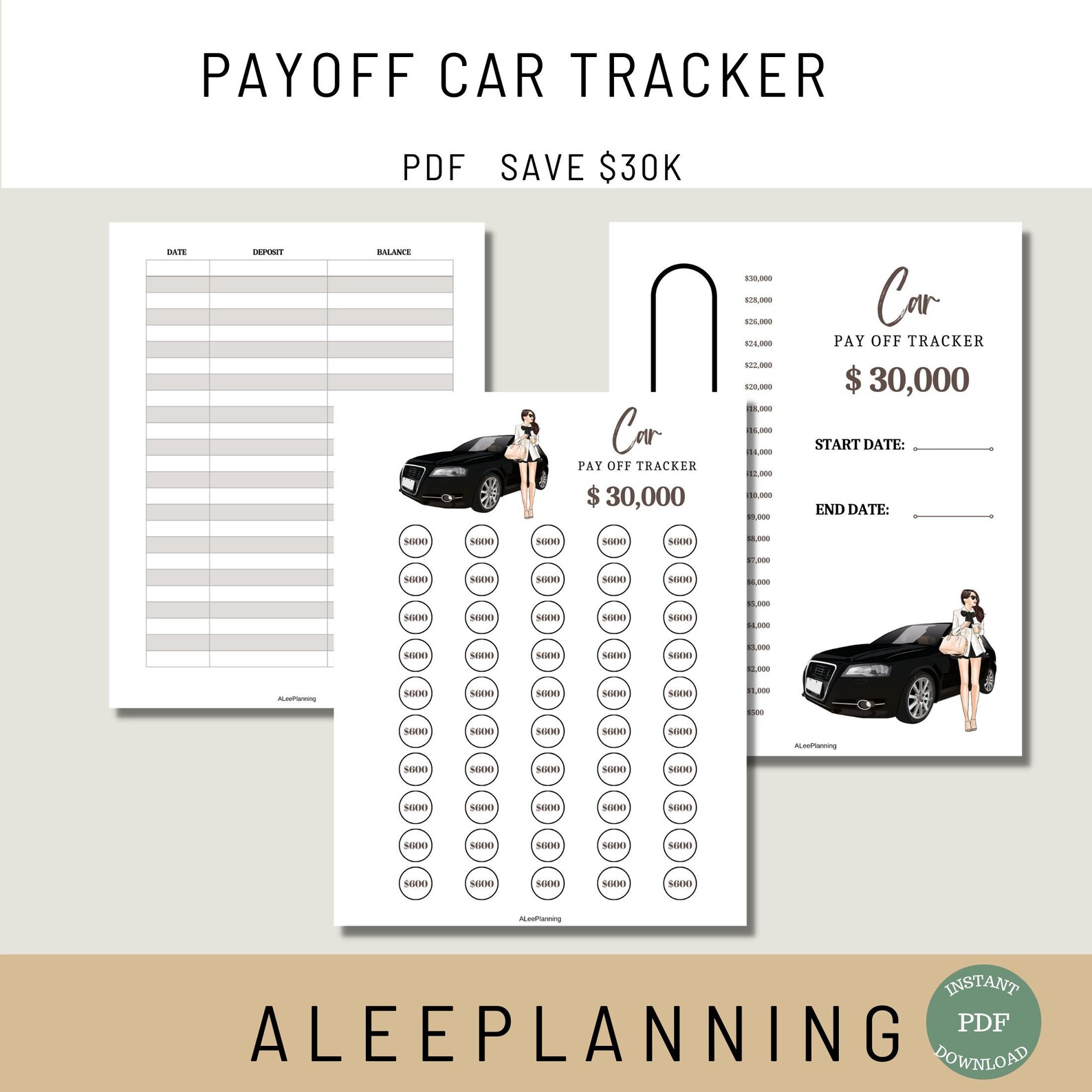 30K Car Pay off Tracker| 30,000 Car Tracker| Car Loan Pay off Printable ...