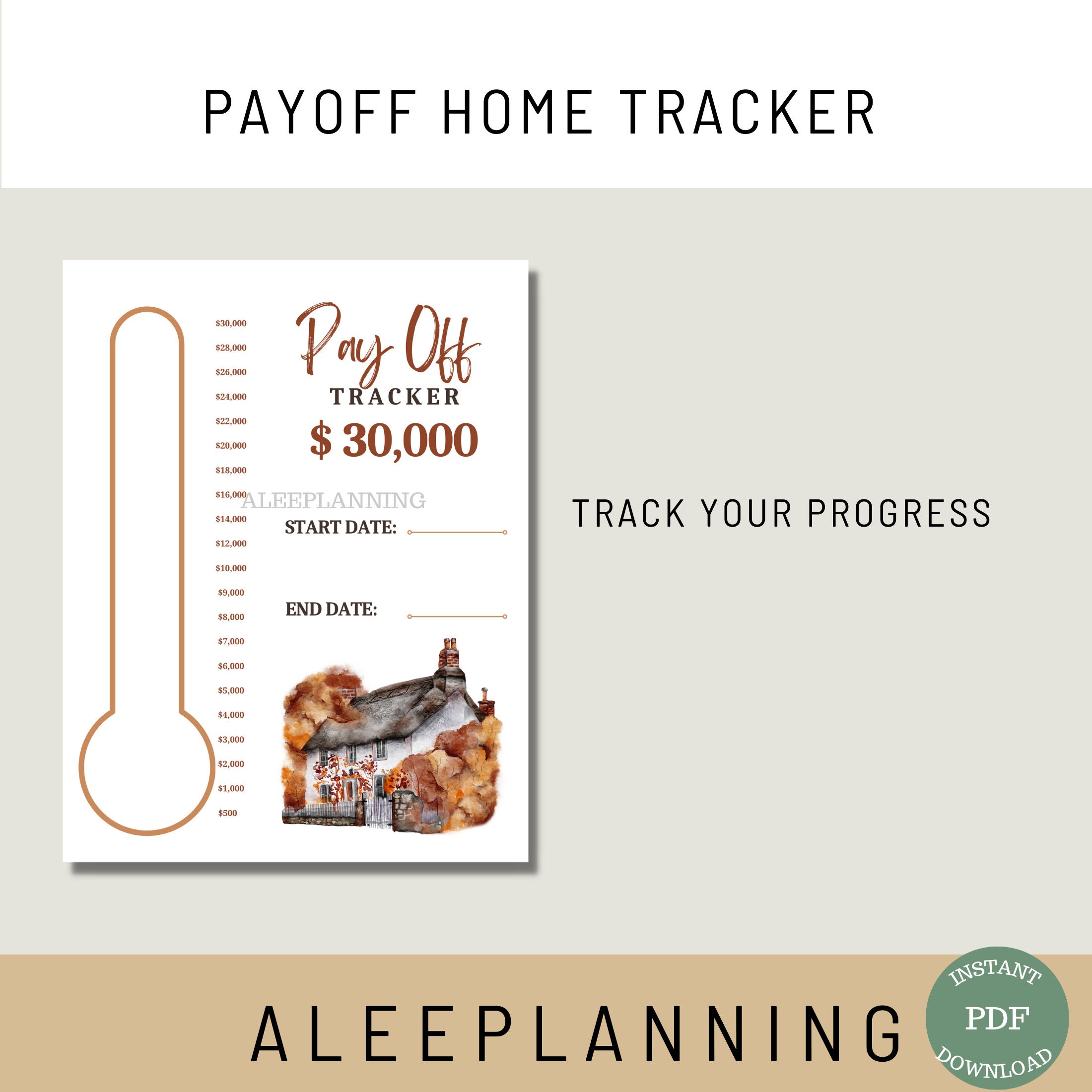 30K Home Payoff Tracker Printable House Debt Tracker Mortgage Payoff ...
