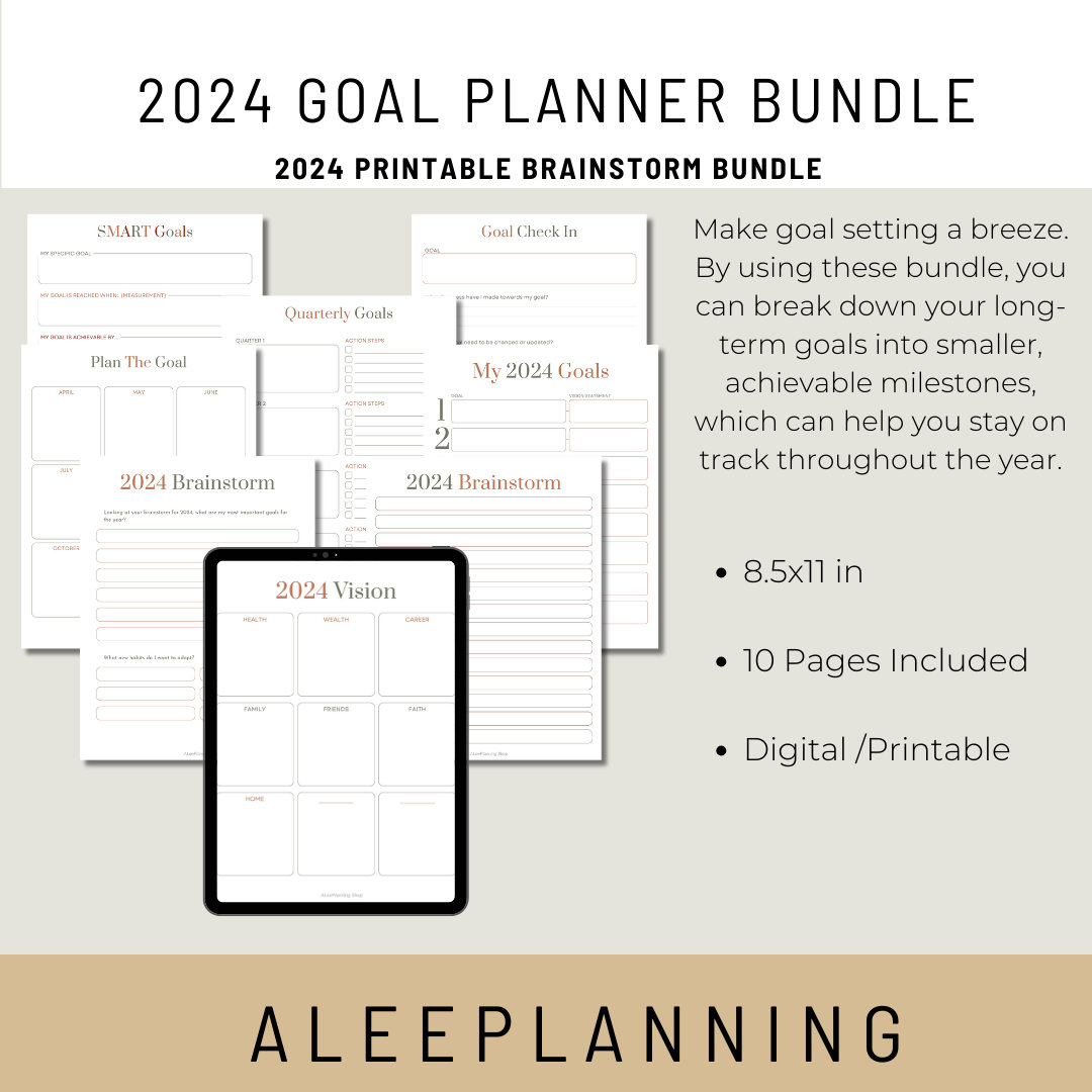 2024 Goal Planner Bundle Goal Spreadsheet Goal Tracker New Year Goal ...