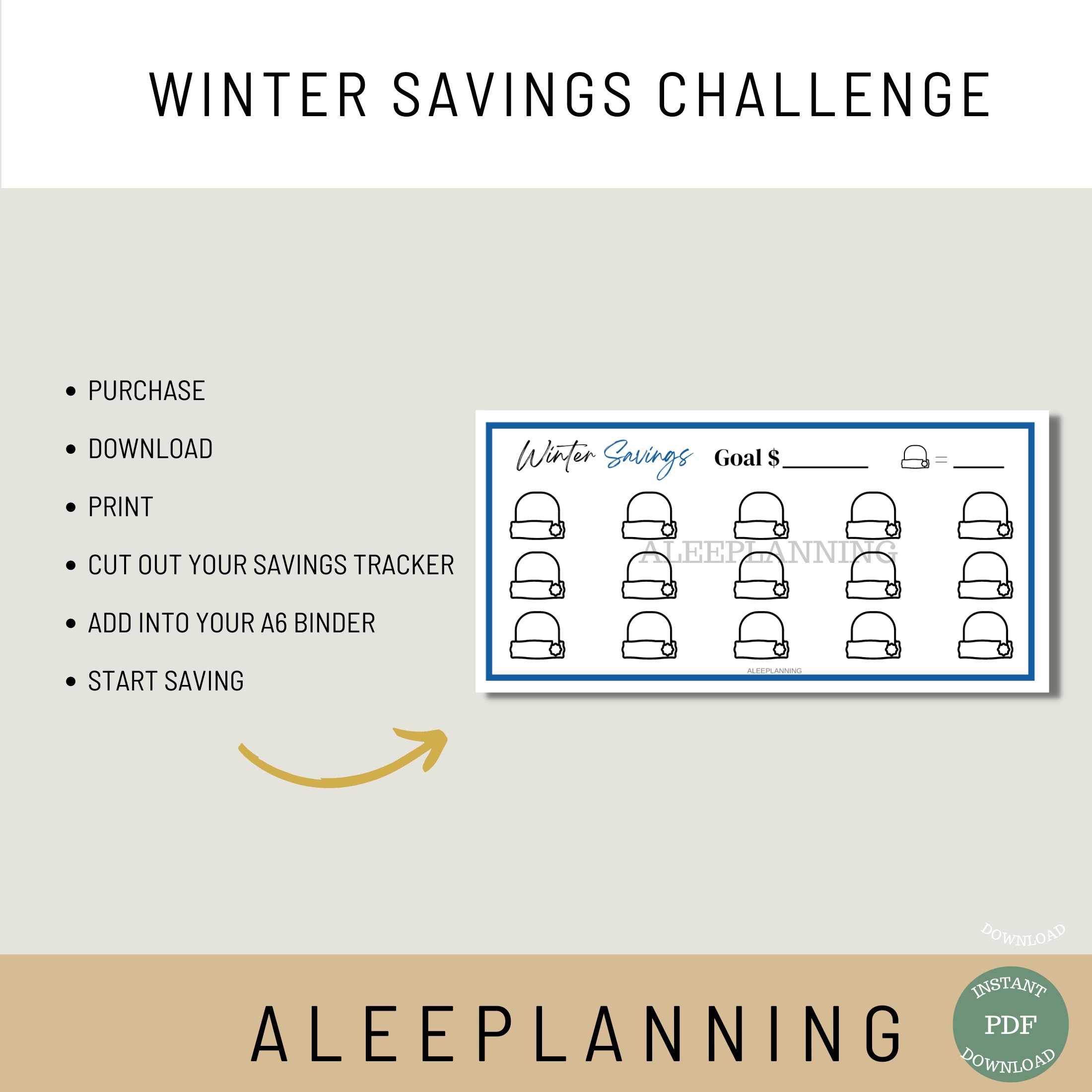 Winter Savings Challenge Mini | A6 Savings |printable| Color and Save ...