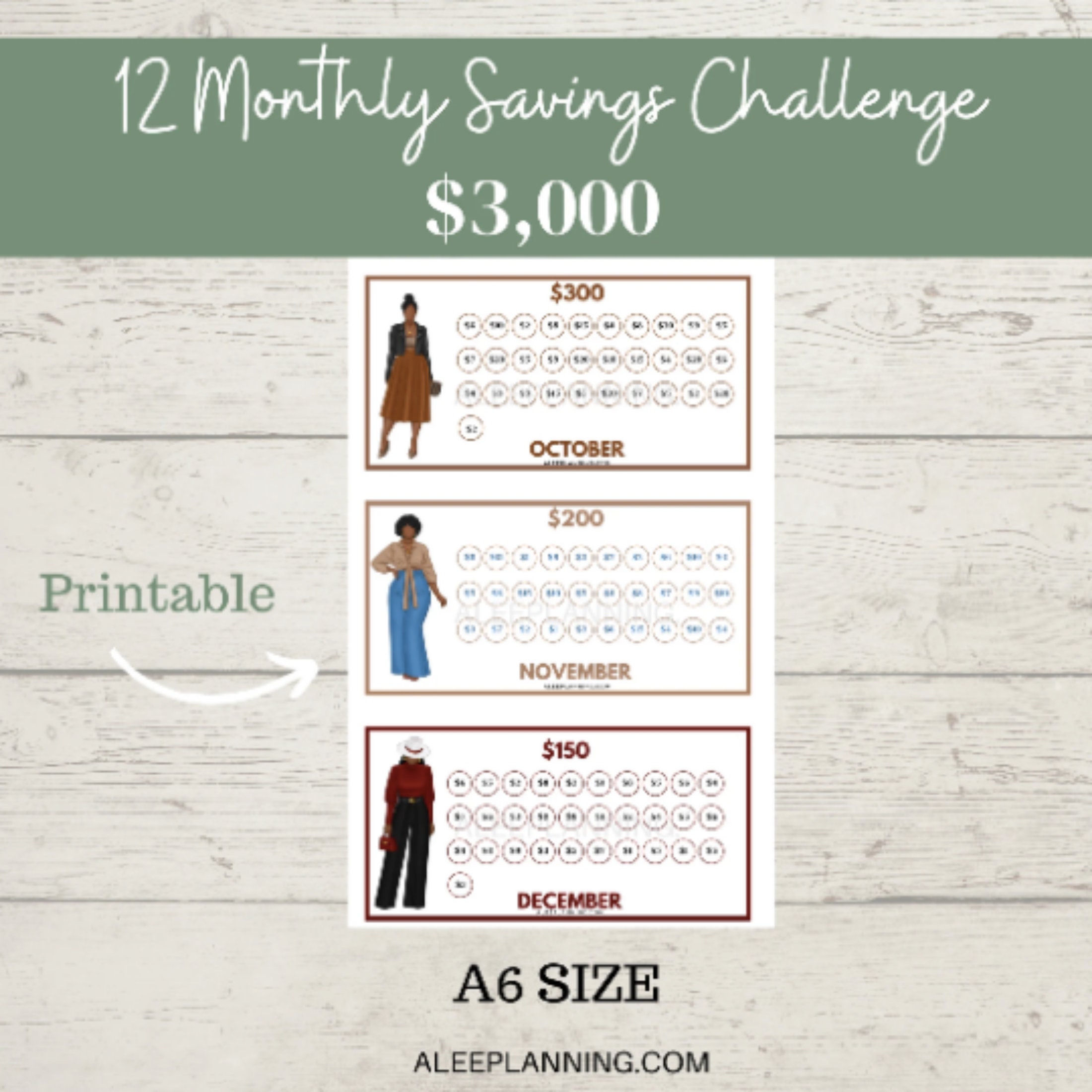 Savings Challenge Bundle 12 Months A6 Savings Tracker Fund Printable A6 ...