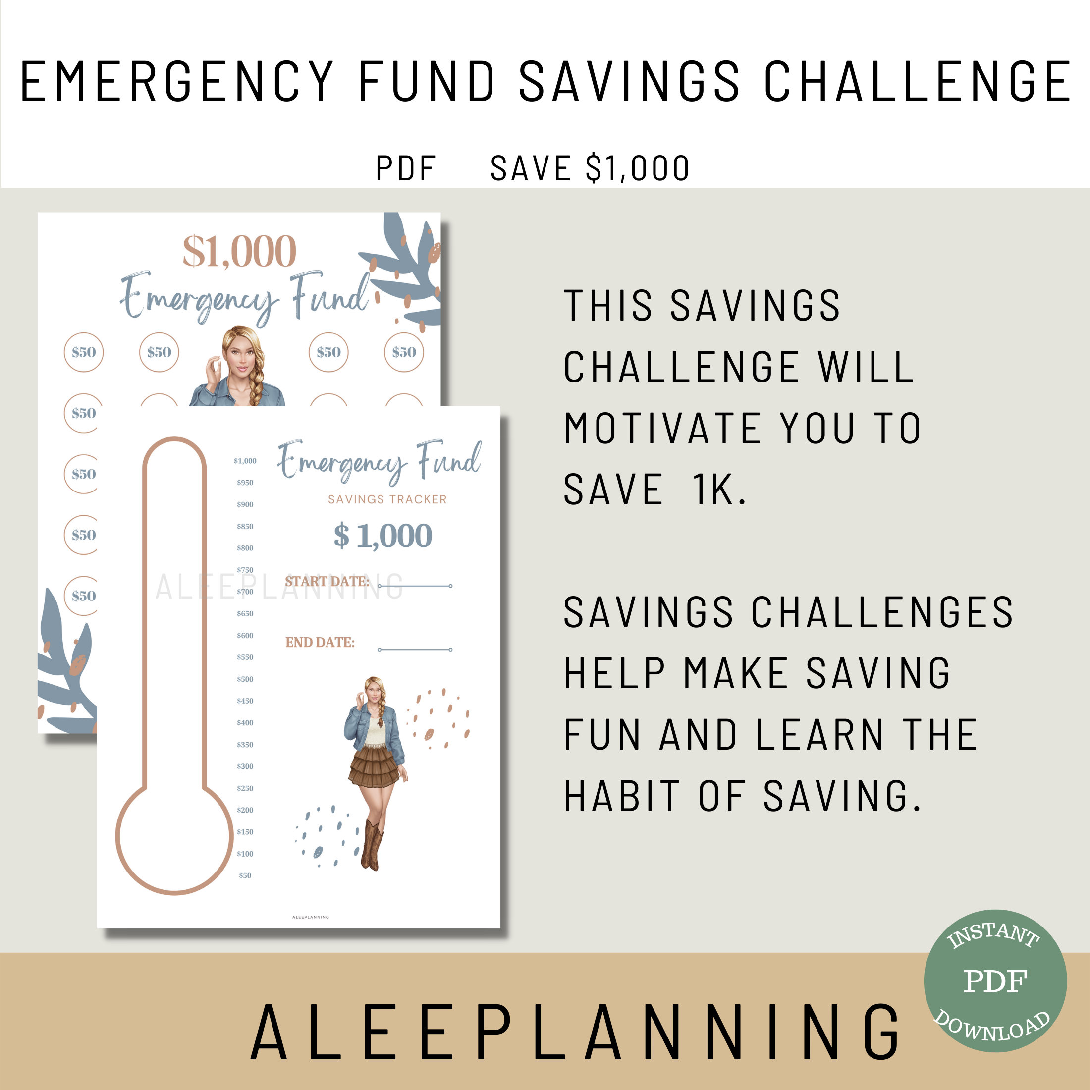 Emergency Fund Savings Challenge 1000 Emergency Emergency Savings ...