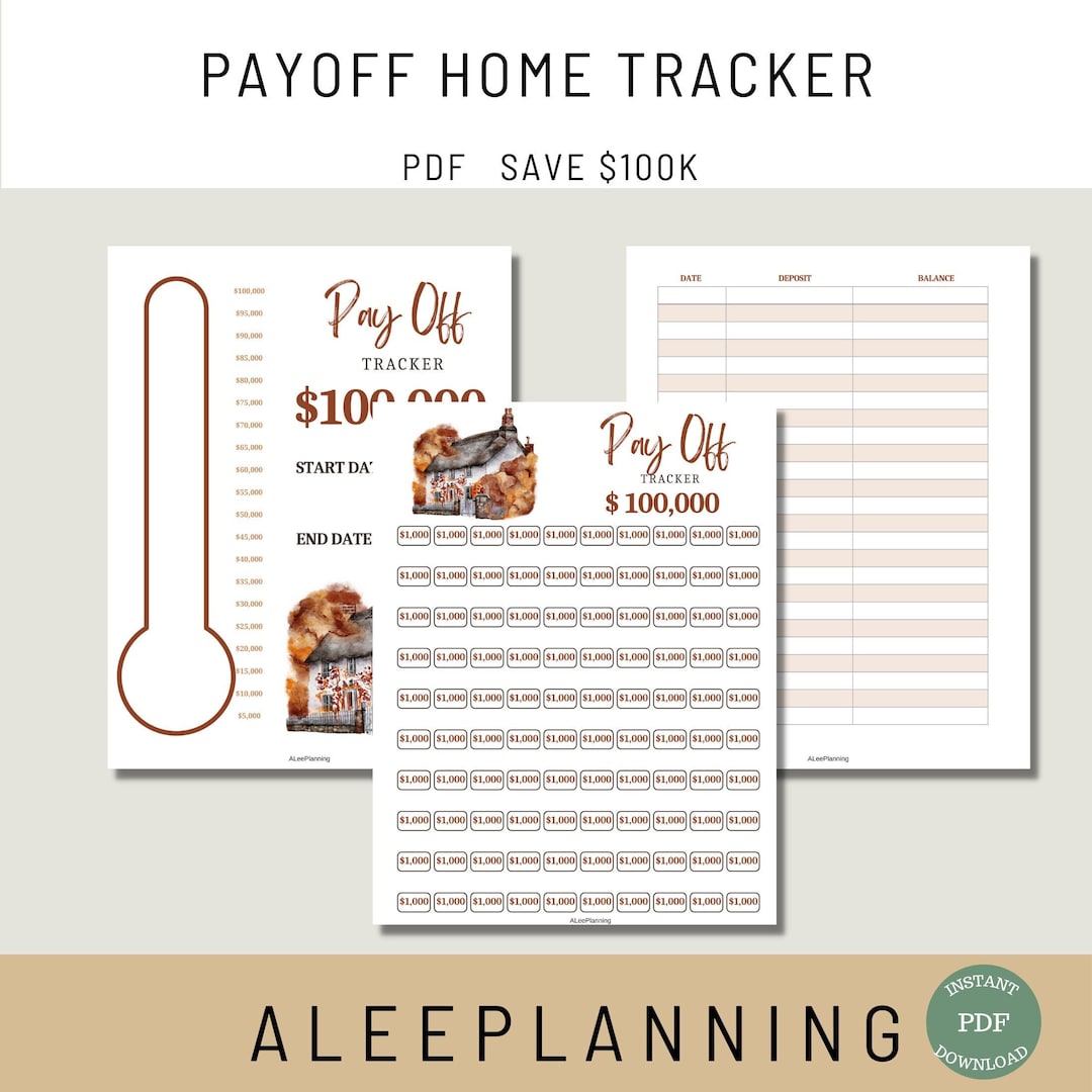 Home Payoff Tracker 100K | House Pay off Tracker| Mortgage Payoff ...