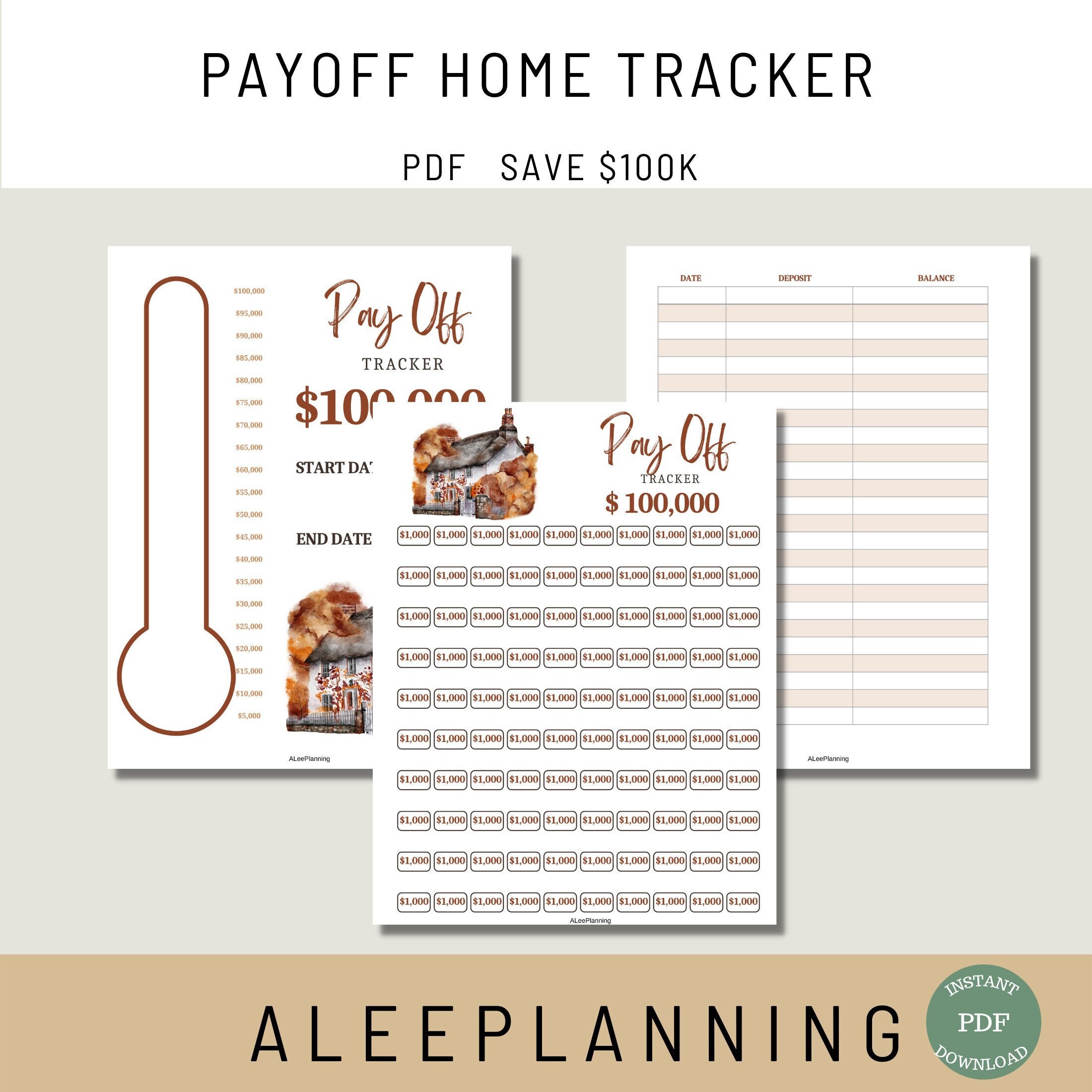 Home Payoff Tracker 100K House Pay off Tracker Mortgage Payoff Mortgage ...