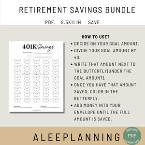 Retirement Savings Bundle Roth IRA Savings Tracker Printable 401k ...