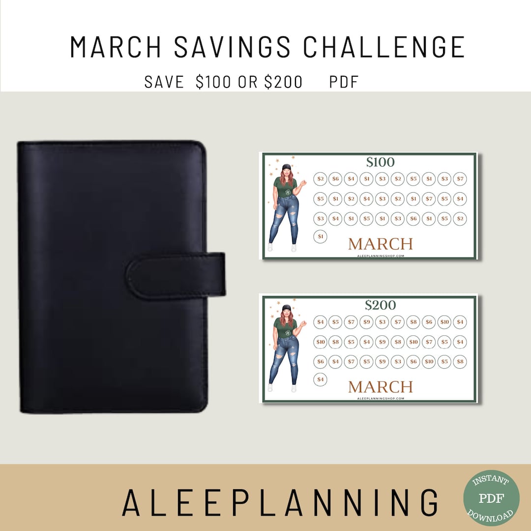 March Savings Challenge Printable| Green A6 Savings Tracker| 30 Day ...