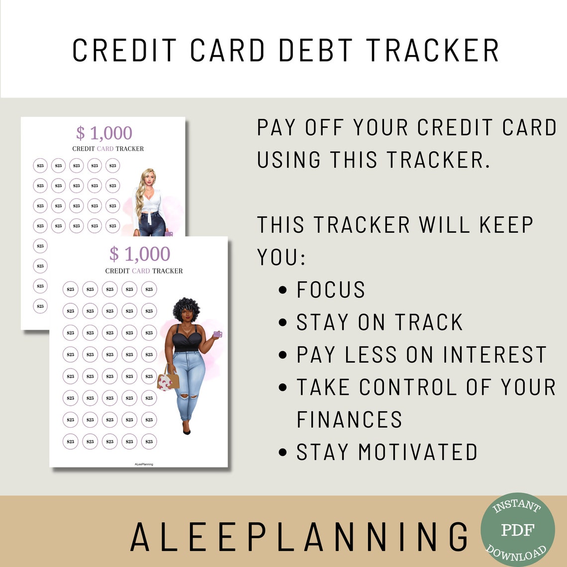 Credit Card Payoff Tracker Printable 1K Debt visual Debt Tracker Debt ...