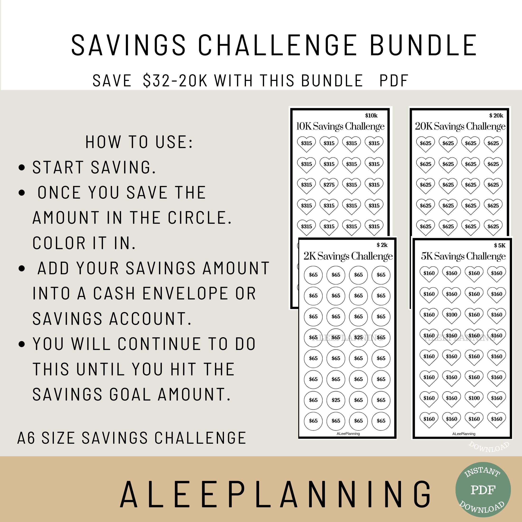 Starter Savings Set Mini Savings Challenge Bundle A6 Emergency Fund ...