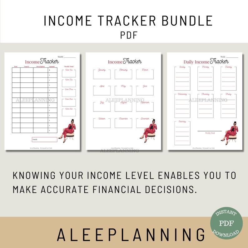 Income Tracker Printable Income Template Side Hustle Income Business ...