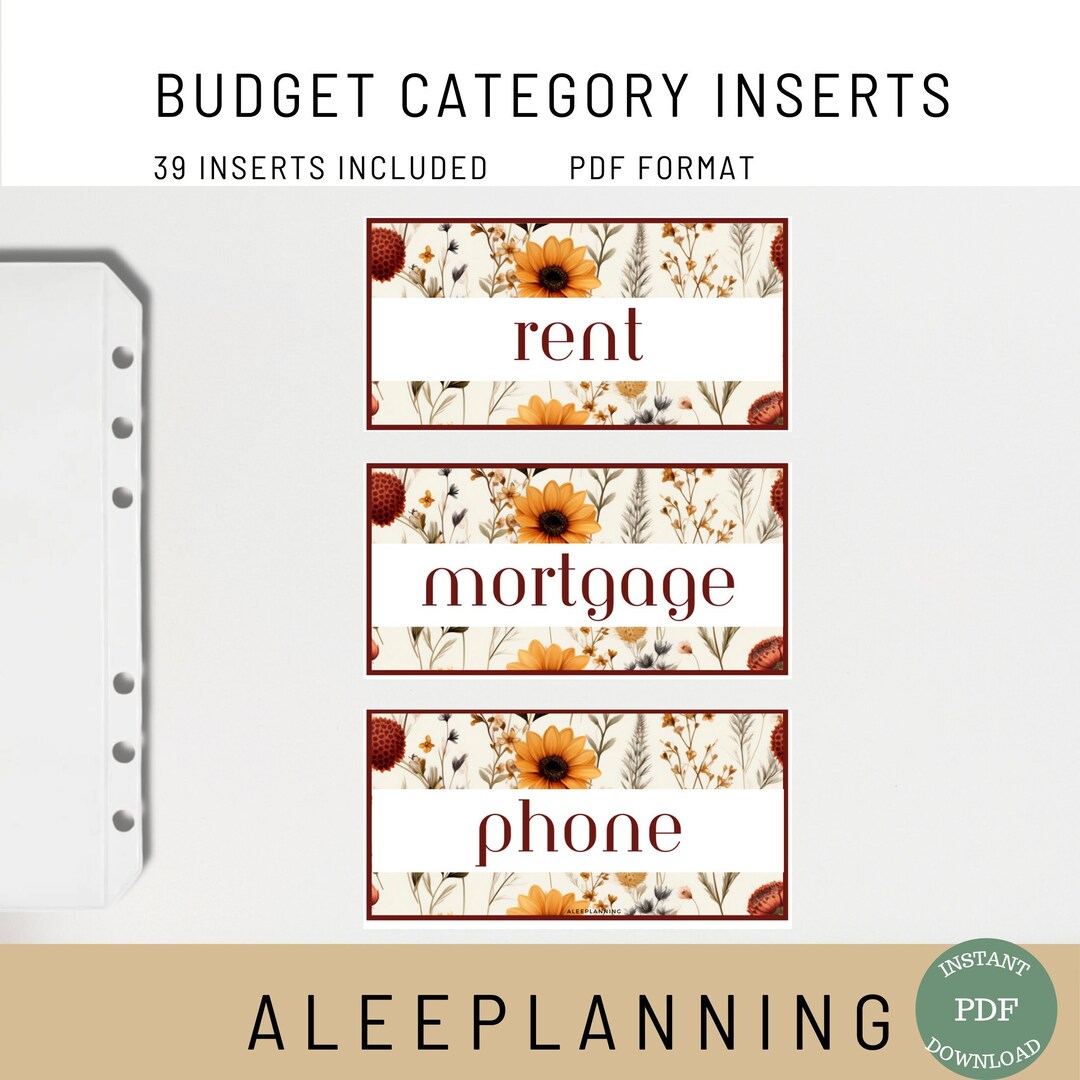 Budget Binder Insert Budget Category Inserts A6 Cash Envelope Cash ...