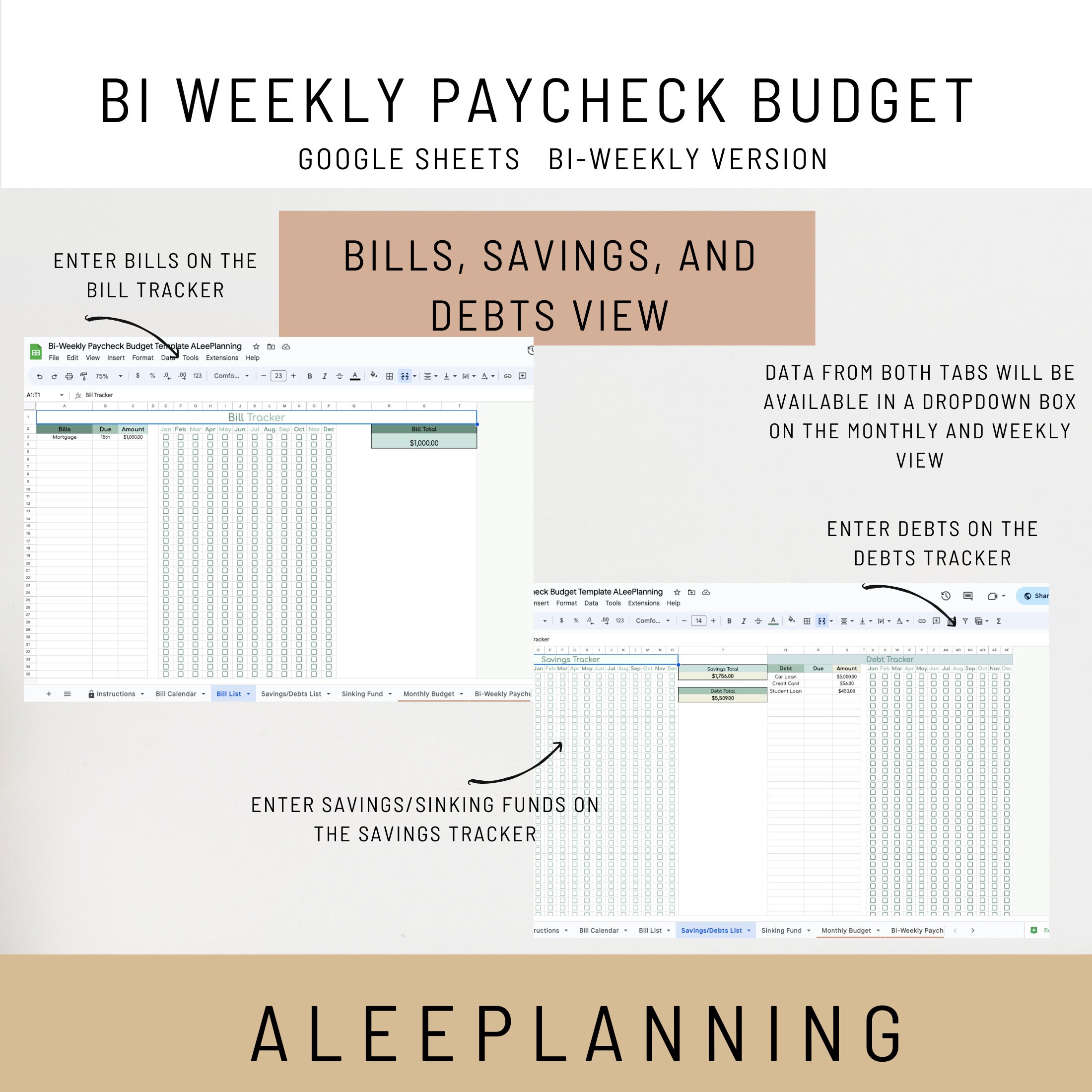 Bi-weekly Budget Spreadsheet: Google Sheets Template (digital Download ...