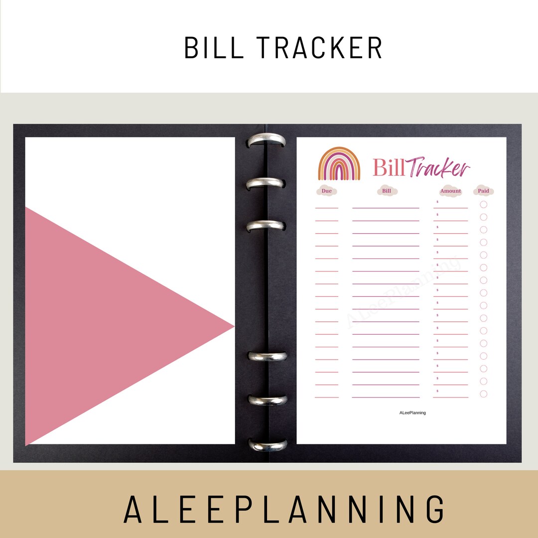Bill Tracker Payment Rainbow Bill Tracker Subscription Tracker Annual ...