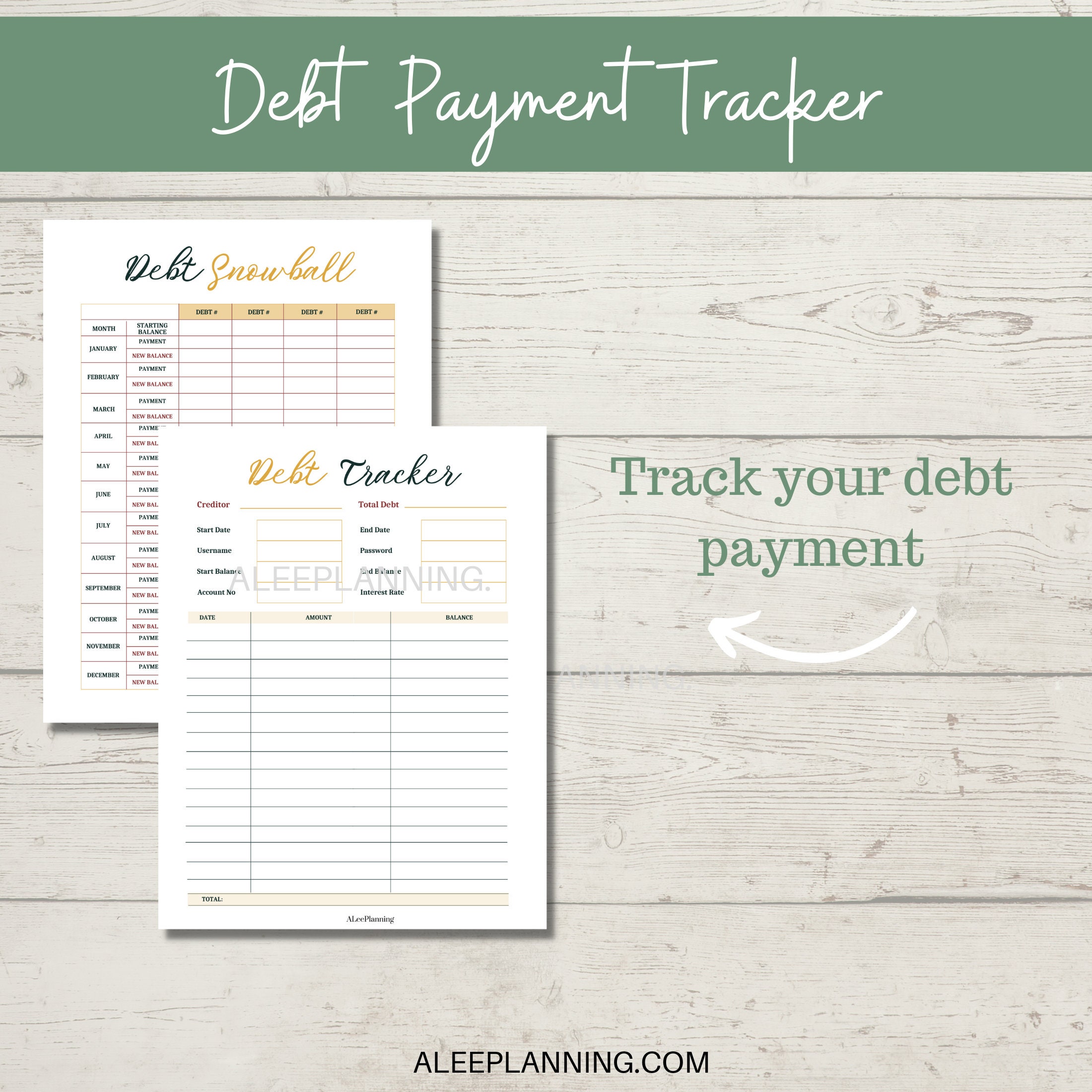 Visual Debt Tracker Debt Payment Tracker Printable Bundle Debt ...