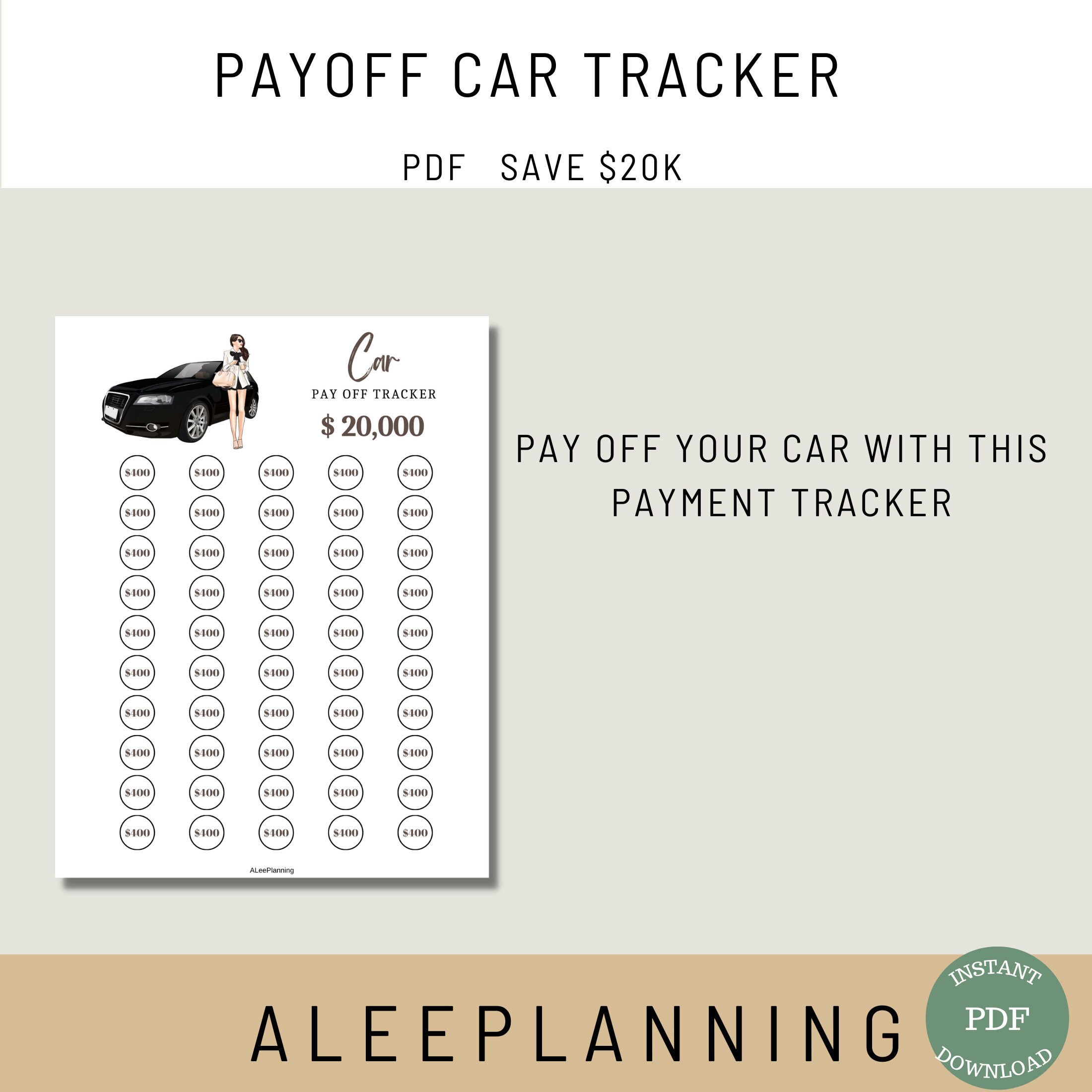 Car Pay off Tracker 20K Car Tracker Car Loan Pay off Car Debt Tracker ...