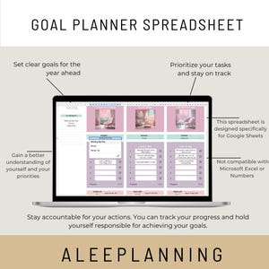 Goal Planner Spreadsheet Aesthetic Pastel Goal Setting Women Goal Sheet ...
