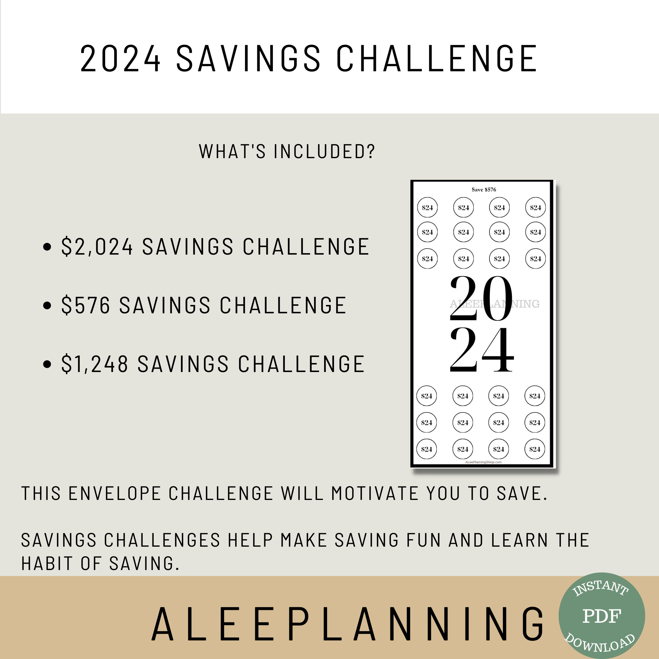 2024 Savings Challenge Bundle 2024 Savings Tracker Mini Savings ...