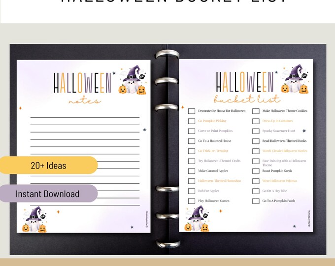 Halloween Bucket List, October Bucket List, Printable Halloween Bucket ...
