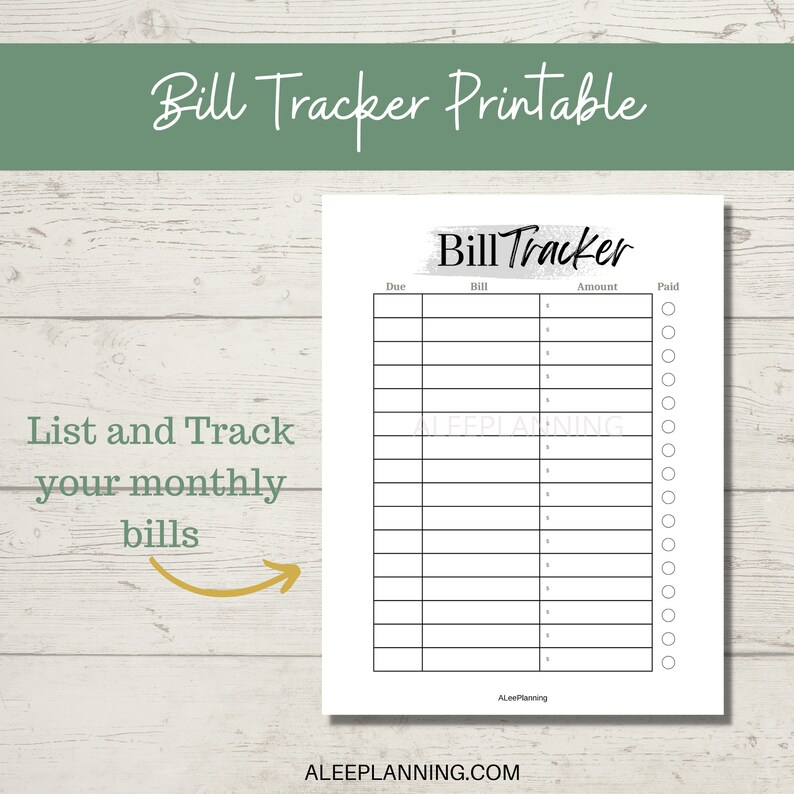 Monthly Bill Tracker Printable: Payment & Subscription Log (PDF) - Etsy