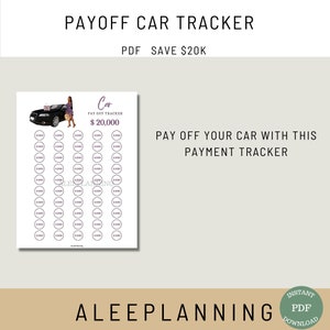 Car Payment Tracker | 20K Car Payoff Tracker| Car Loan Pay Off| Car Pay ...