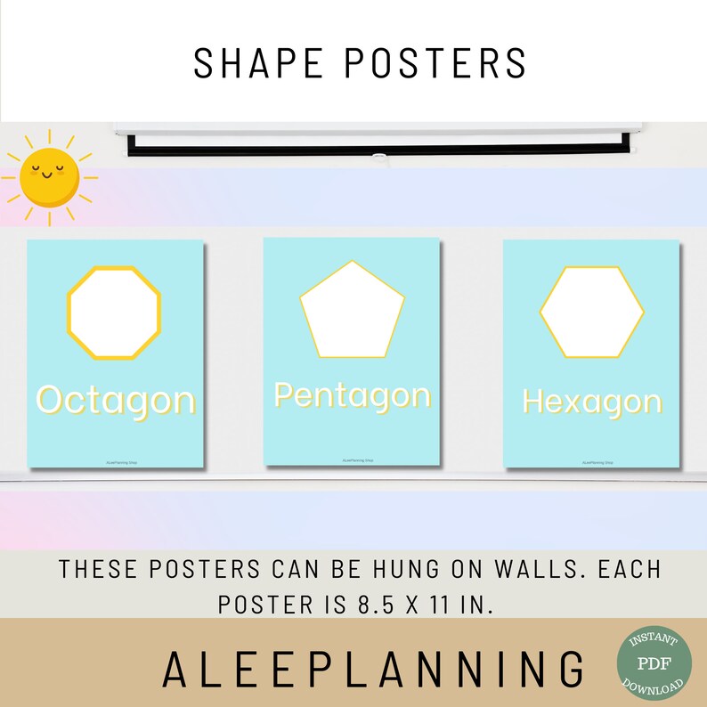 Shape Poster for Preschoolers Blue Shape Posterpreschool - Etsy
