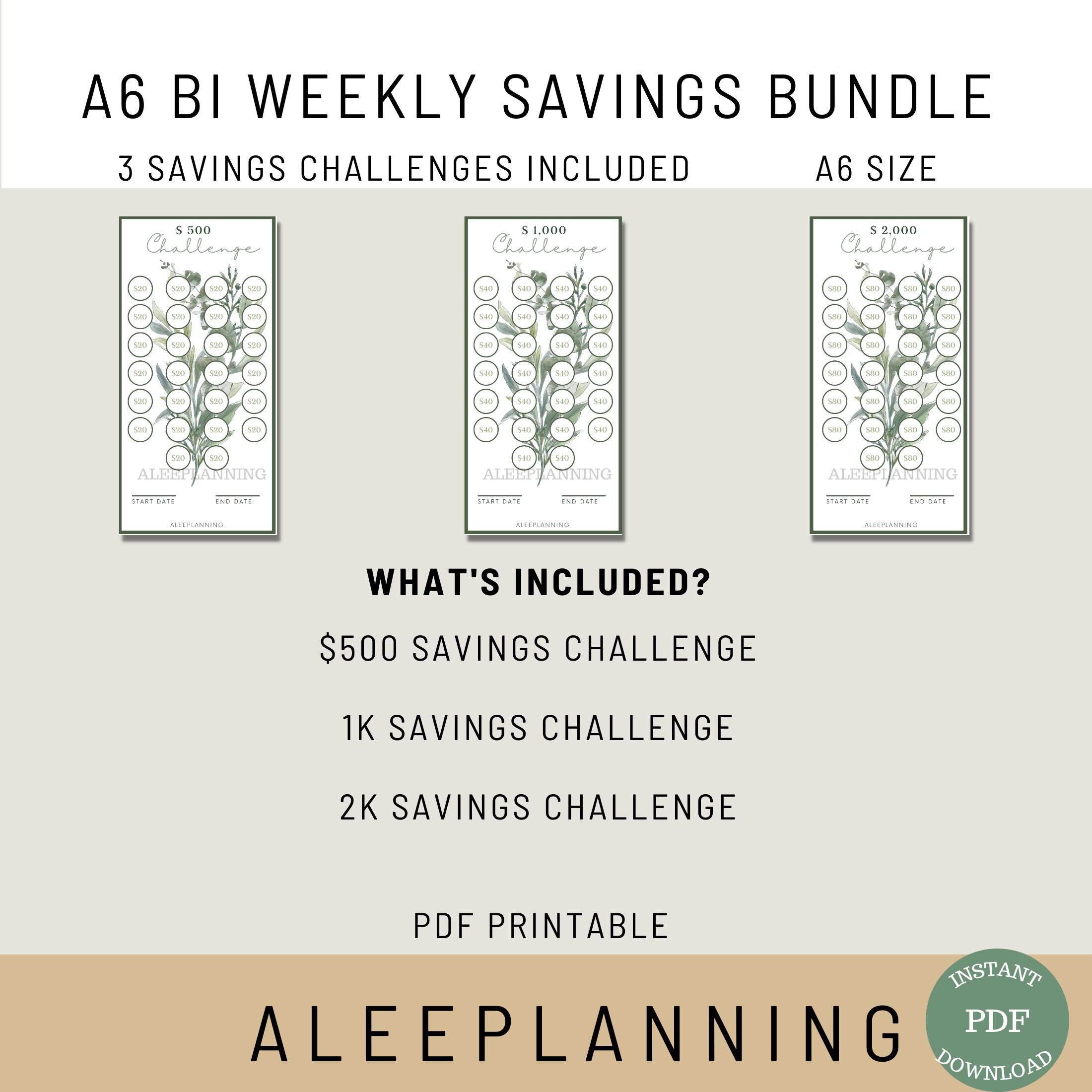 Bi Weekly Savings Bundle Bi Weekly Challenge 26 Week Challenge ...