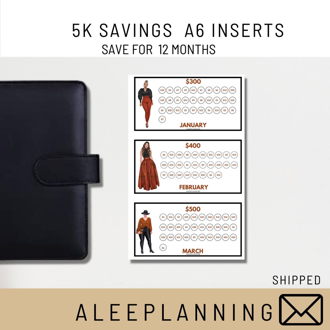 5K Cash Savings Challenge 5K Savings Tracker 12 Month Savings Challenge ...