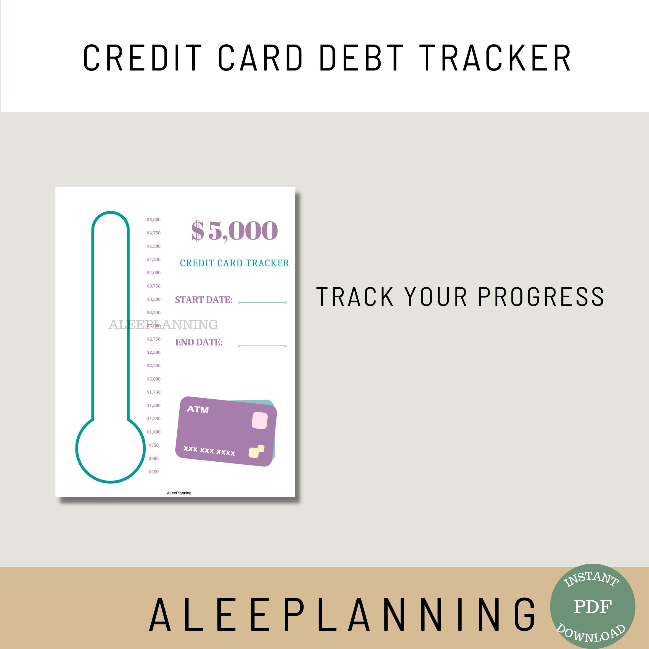 Credit Card Payoff Tracker Printable| 5K Debt |visual Debt Tracker ...
