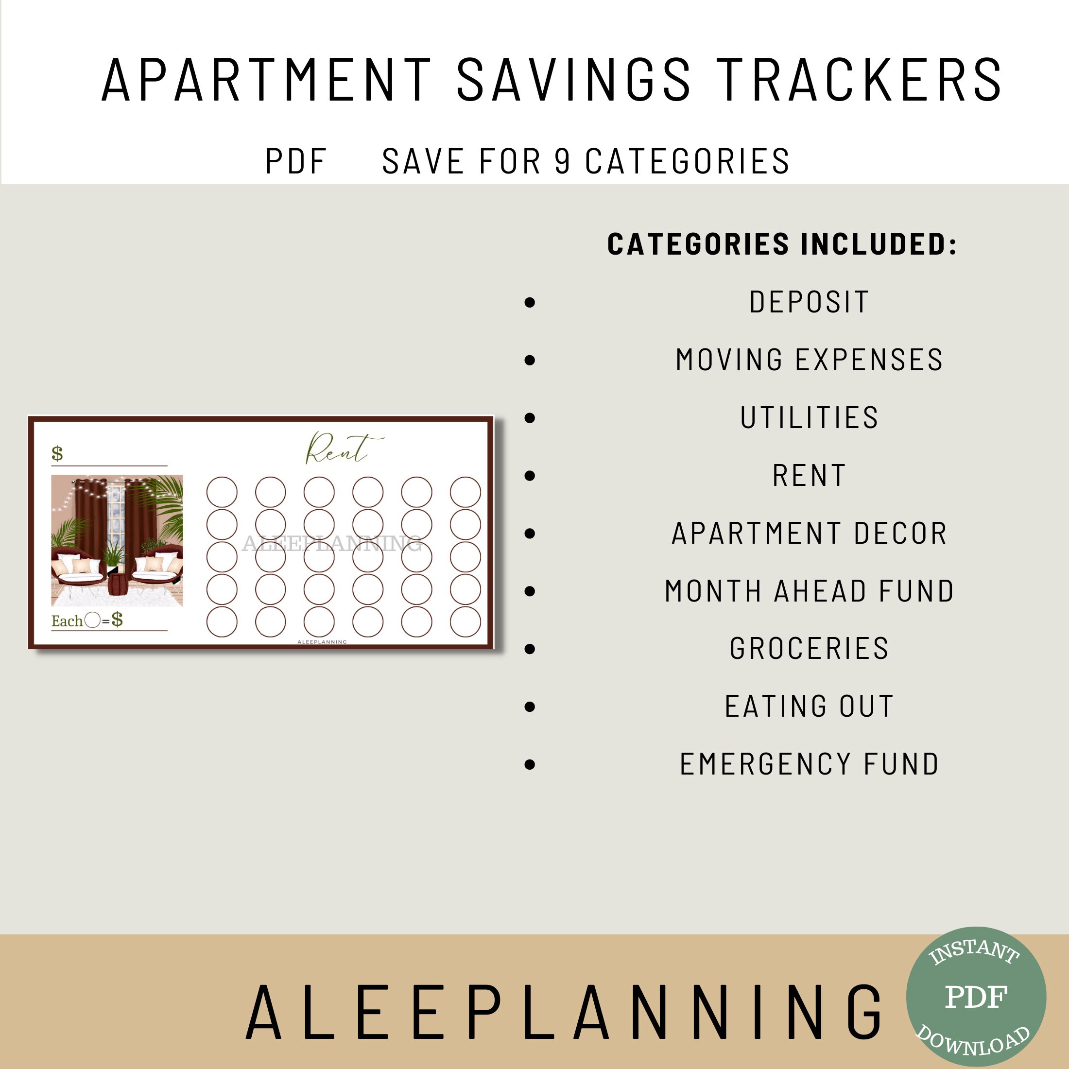New Apartment Apartment Savings Tracker Apartment - Etsy