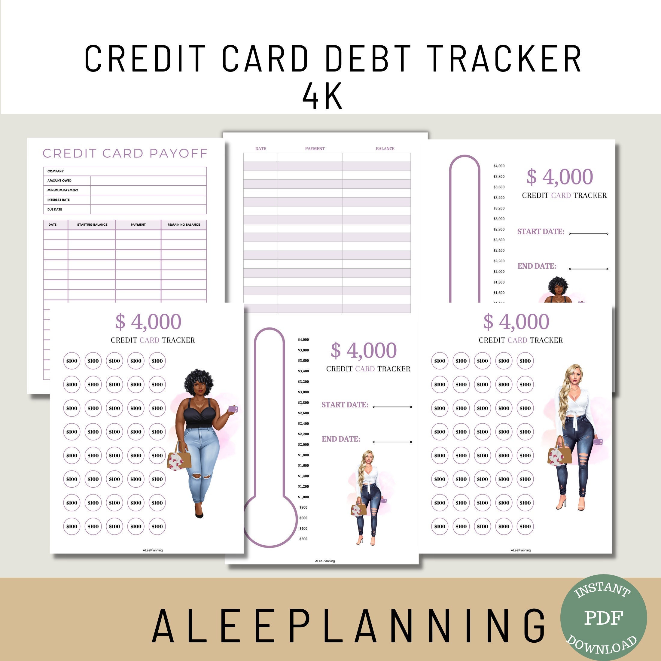 Credit Card Payoff Credit Card Tracker Printable 4K Credit Card Debt ...