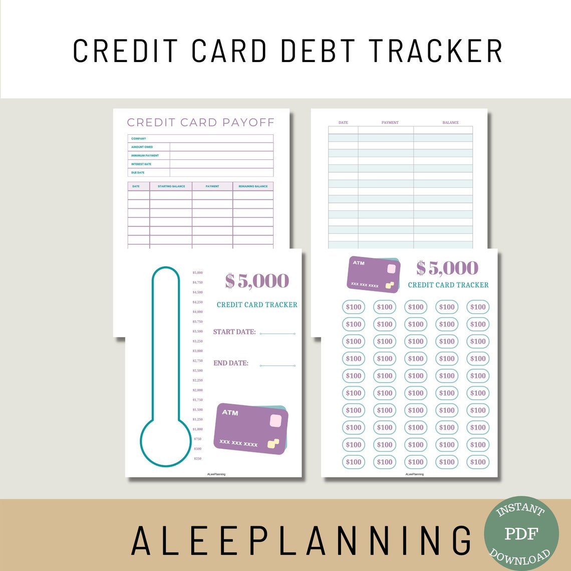Credit Card Payoff Tracker Printable| 5K Debt |visual Debt Tracker ...