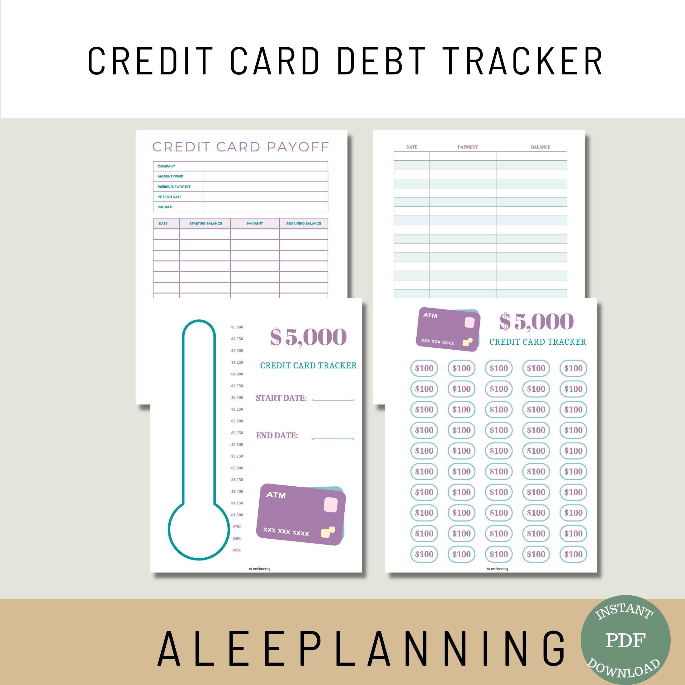 Credit Card Payoff Tracker Printable| 5K Debt |visual Debt Tracker ...