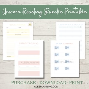Unicorn Reading Log | Reading Planner Bundle | Reading Challenge ...