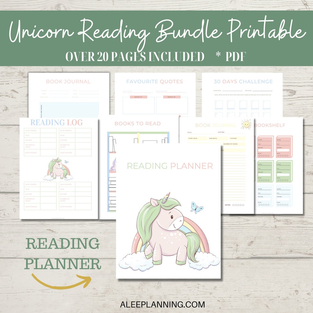Unicorn Reading Log | Reading Planner Bundle | Reading Challenge ...