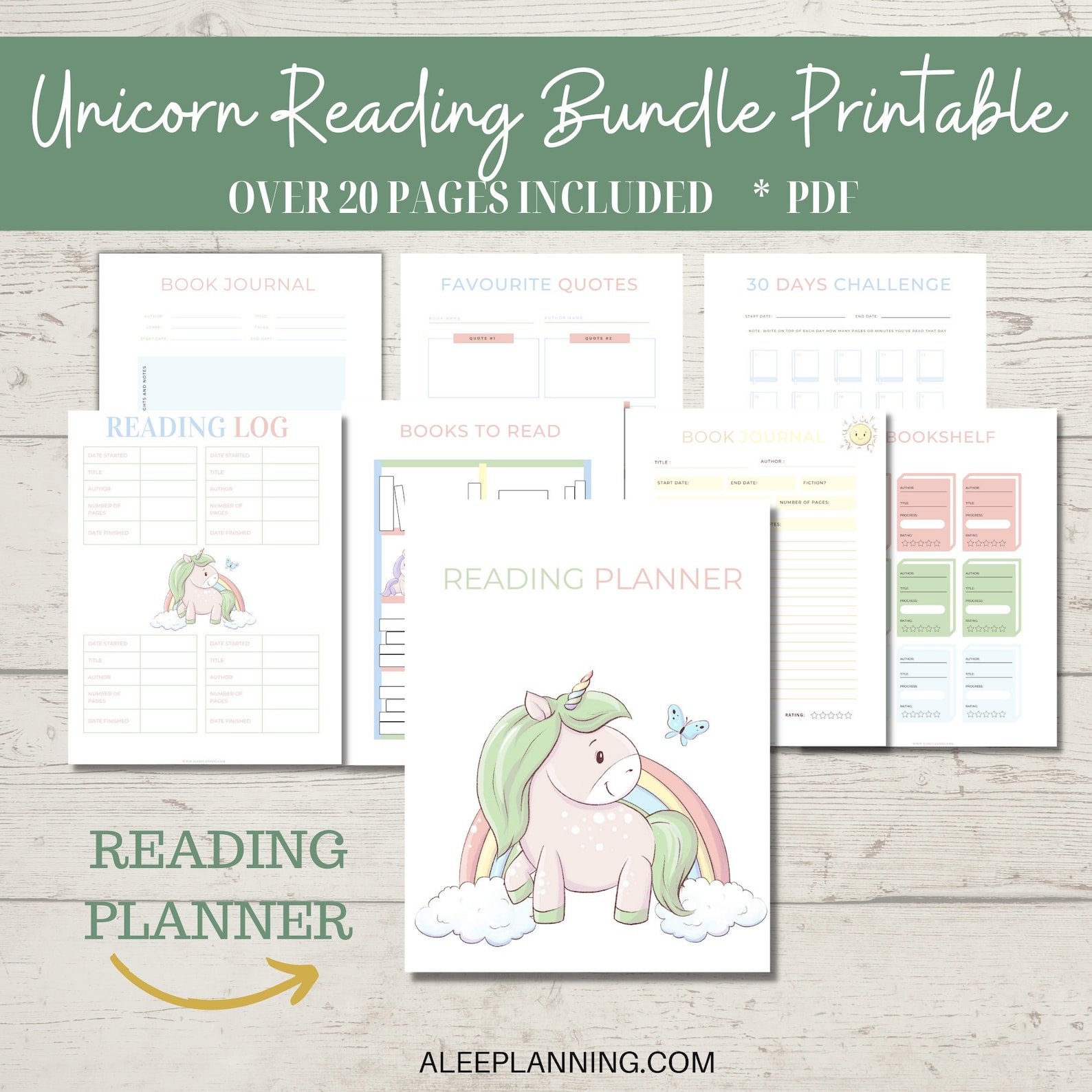 Unicorn Reading Log | Reading Planner Bundle | Reading Challenge ...