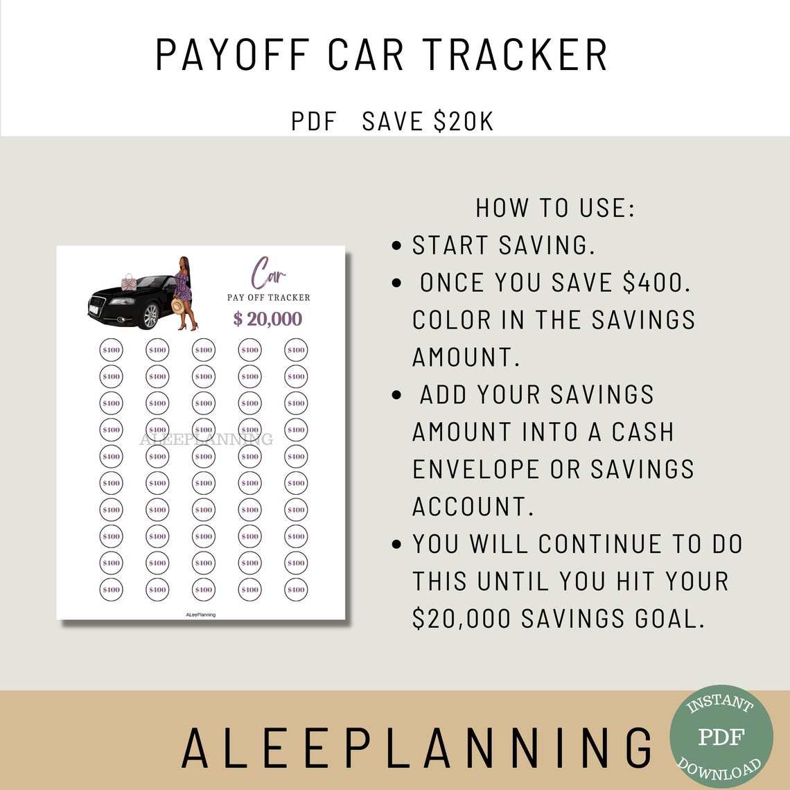 Car Payment Tracker 20K Car Payoff Tracker Car Loan Pay - Etsy