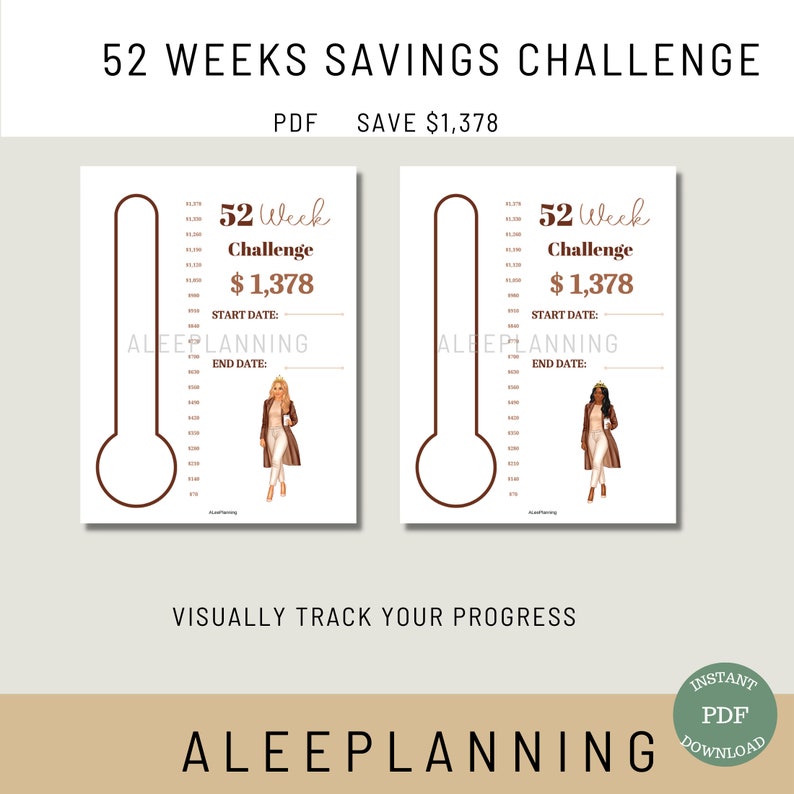 52 Week Savings Challenge Printable 52 Week Challenge Chart 52 Week ...